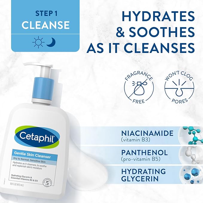 Cetaphil Gentle Skin Cleanser 236ml + Moisturiser Face & Body Lotion 2 ...
