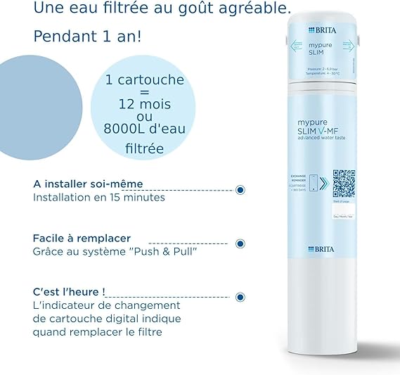 BRITA mypure Slim V-MF Water Filter System inc. 1x Filter Cartridge (8 ...