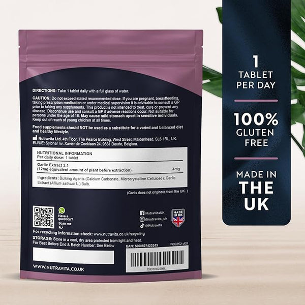 Nutravita Odourless Garlic Tablets - 180 Vegan Tablets (Alternative to ...