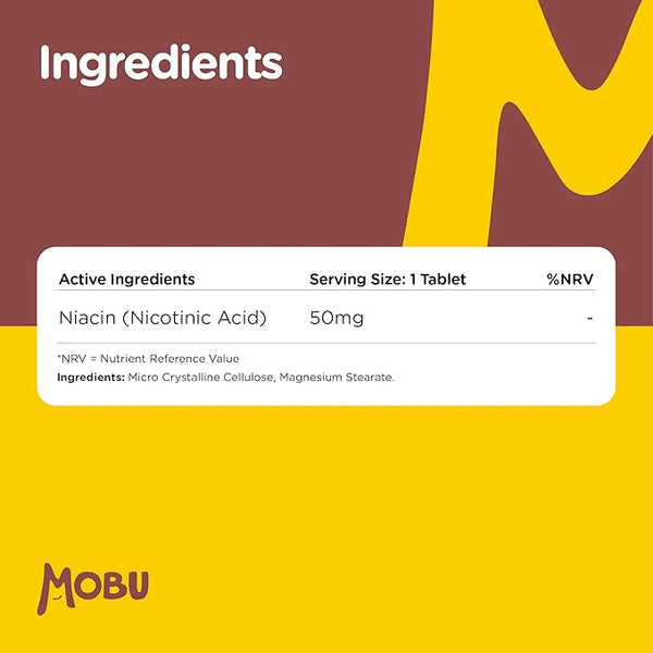 Mobu-Niacin 50mg 120 Tablets | Vitamin B3 Nicotinic Acid Flush Formula ...