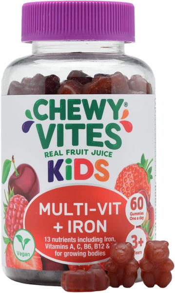 Chewy Vites Kids Multi-Vitamin & Iron 60 Gummy Real Fruit Juice | Berr ...