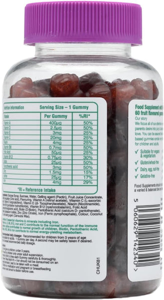 Chewy Vites Kids Multi-Vitamin & Iron 60 Gummy Real Fruit Juice | Berr ...