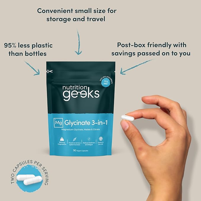 Nutrition Geeks-Magnesium Glycinate 3-in-1 Complex - 1800mg Supplement ...