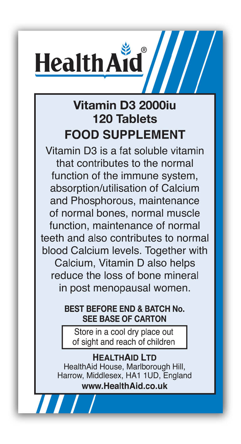 HealthAid Vitamin D3 2000iu Tablets – Grovz.co.uk