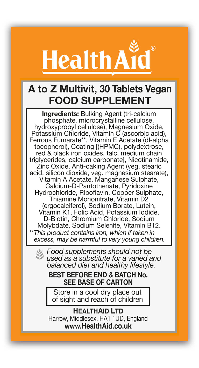 Healthaid A to Z Multivit Tablets – Grovz.co.uk